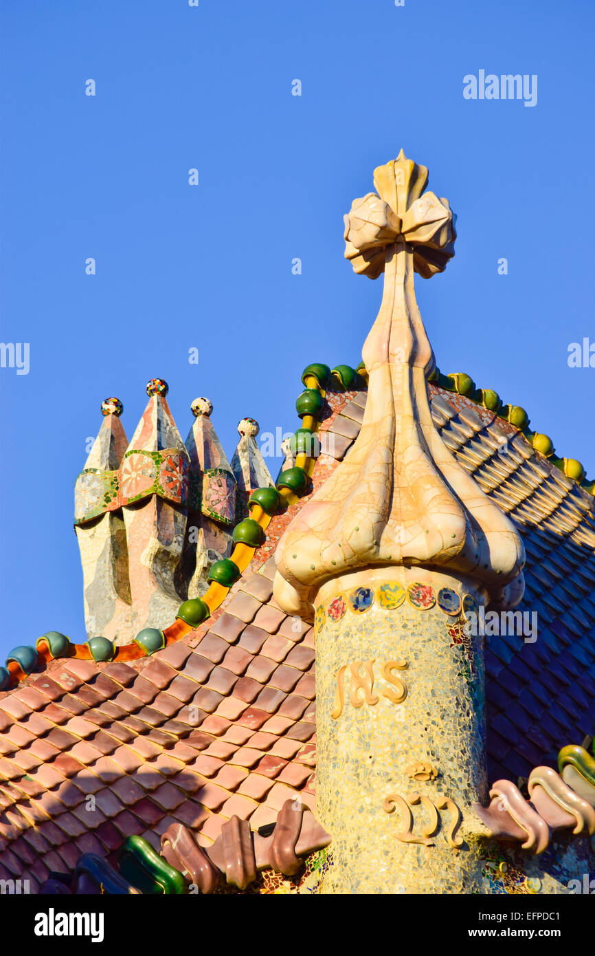 Batllo house by Antoni Gaudi architect. Barcelona, Catalonia, Spain ...