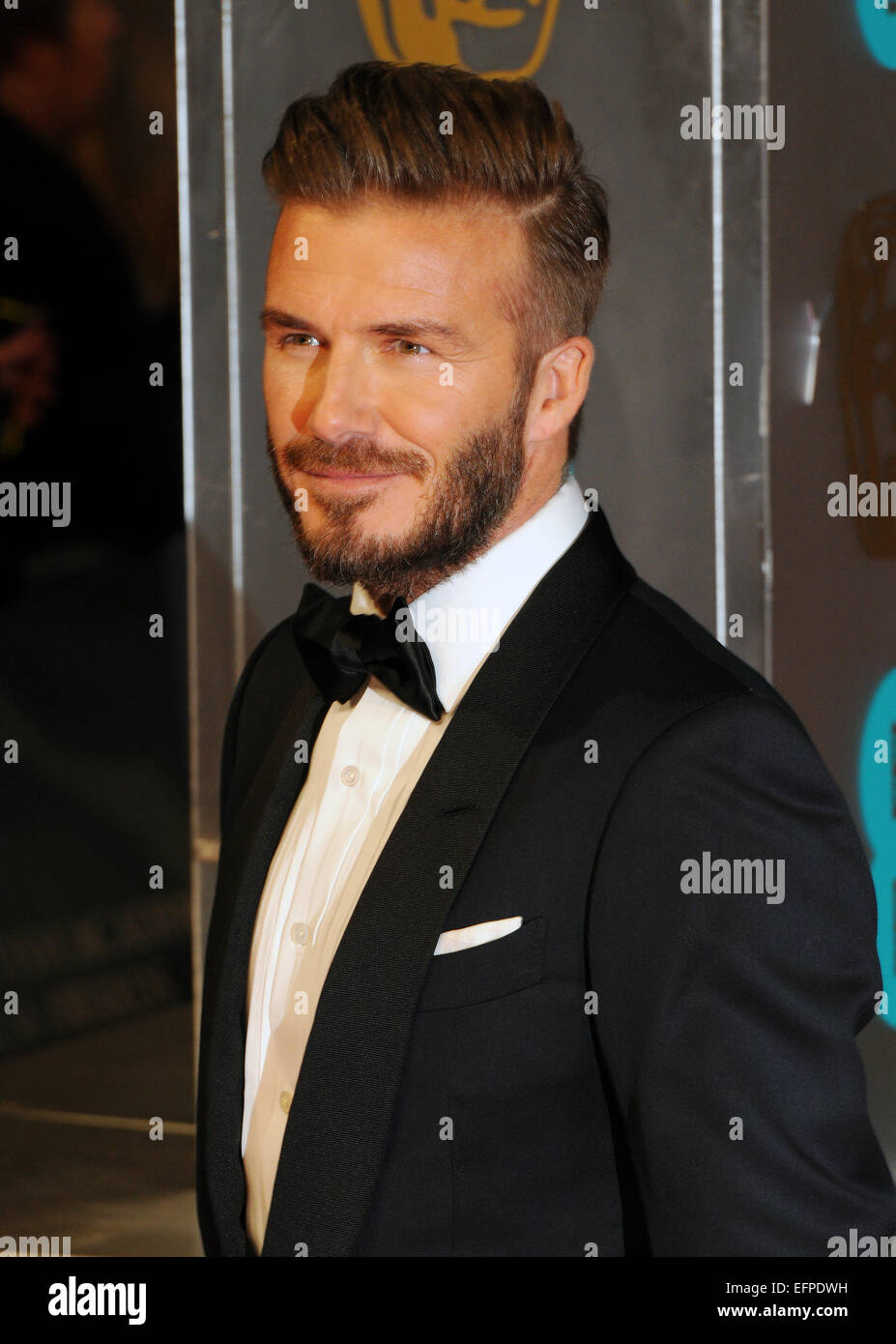 London, UK. 8th February, 2015. David Beckham arrives at the 67th ...