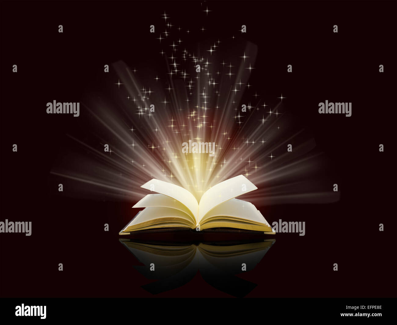 magical sparks fly from open book Stock Photo - Alamy