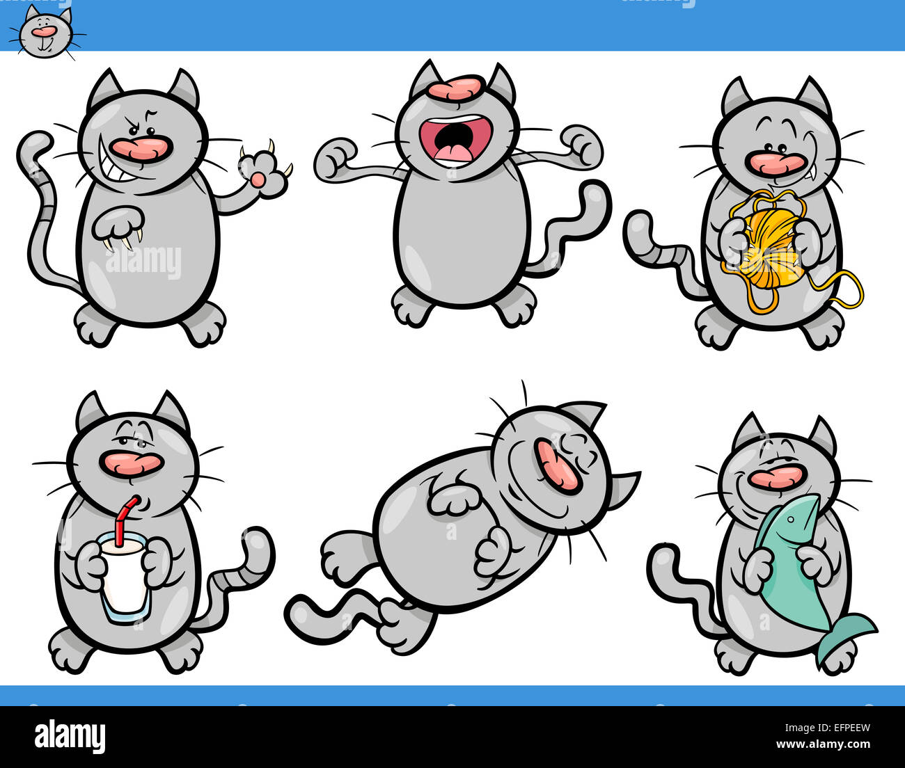 Cartoon Illustration of Funny Cats Set Stock Photo - Alamy