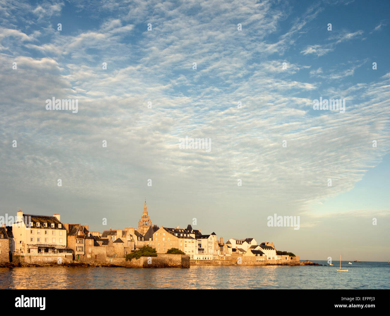View of sea and harbor, Roscoff, Brittany, France Stock Photo - Alamy