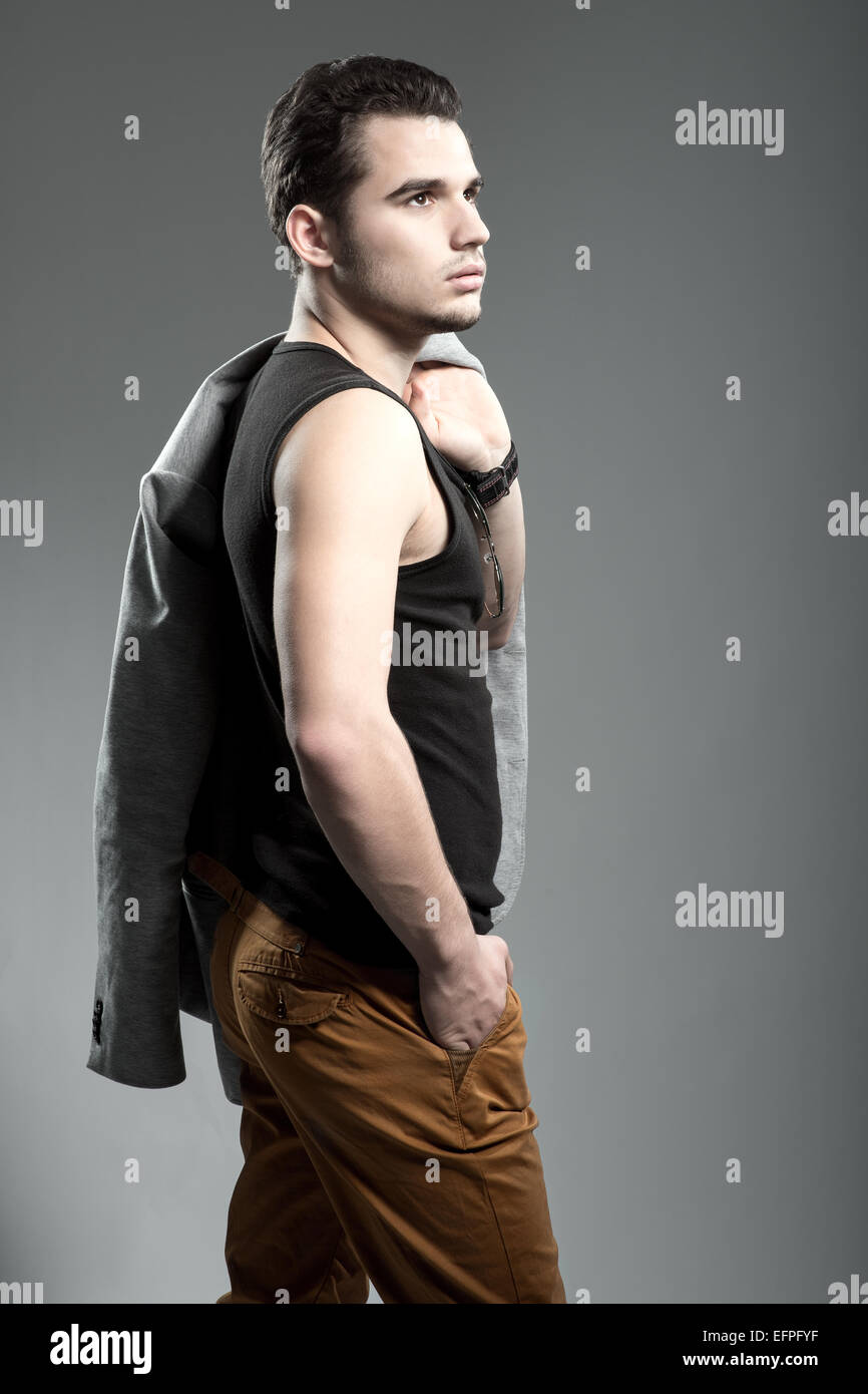 Handsome young man, fashion photography Stock Photo - Alamy