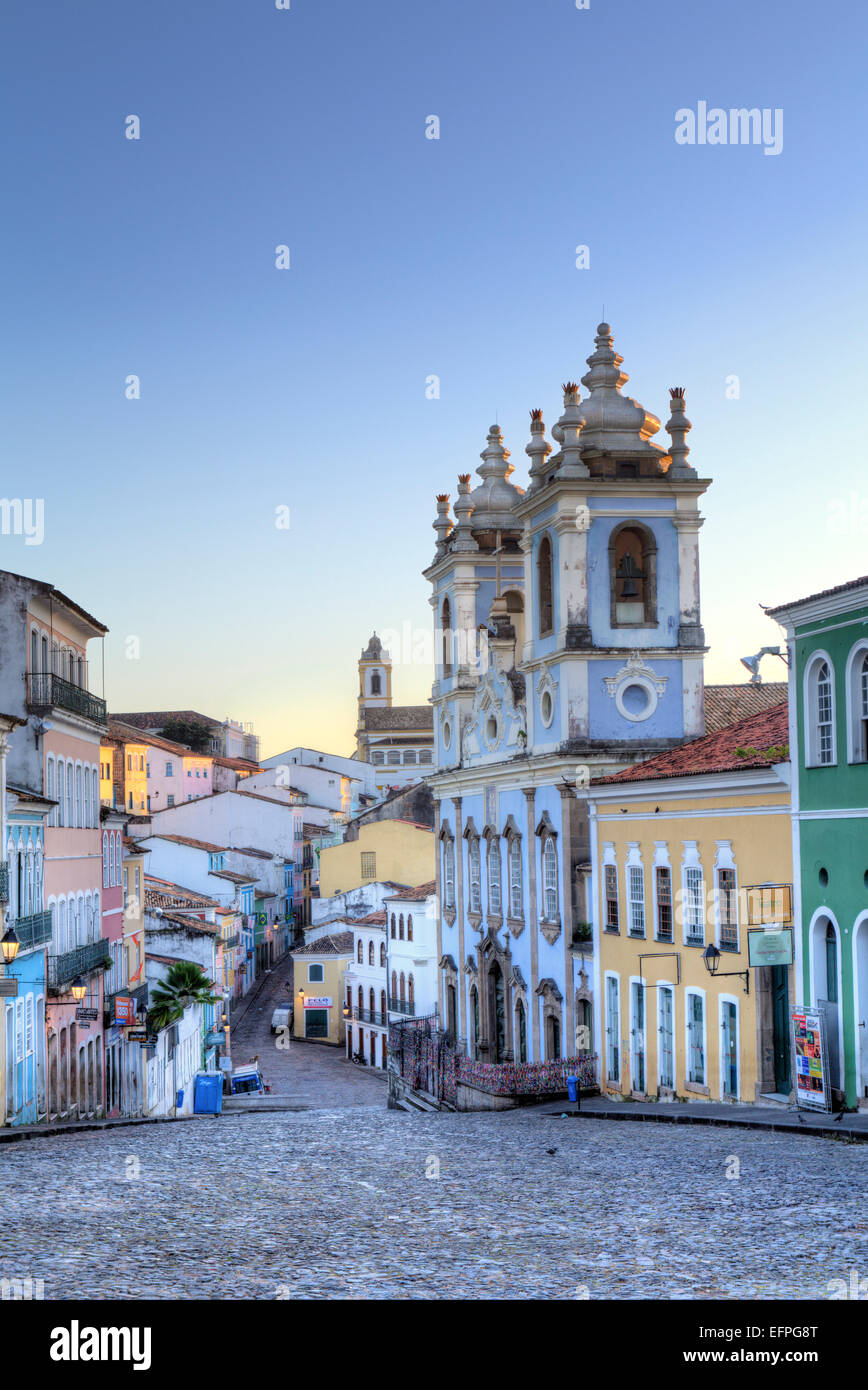 Pelourinho in city centre with Our Lady of the Roasary of Black People, UNESCO, Salvador de ...