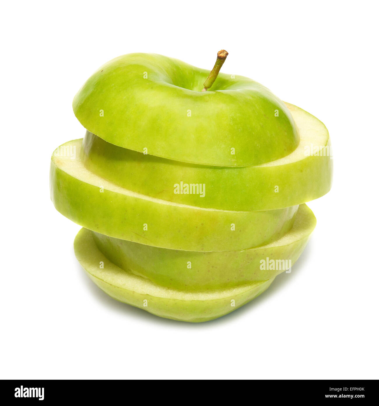 Sliced green apple isolated on white background Stock Photo - Alamy