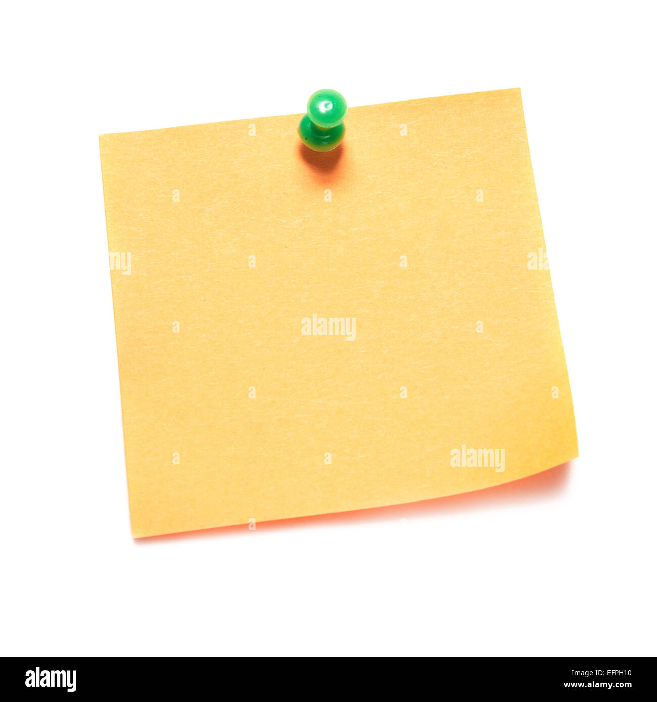 Orange note with tack isolated on white Stock Photo - Alamy