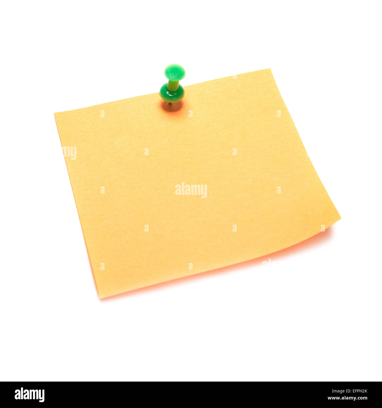 Orange note with tack isolated on white Stock Photo - Alamy
