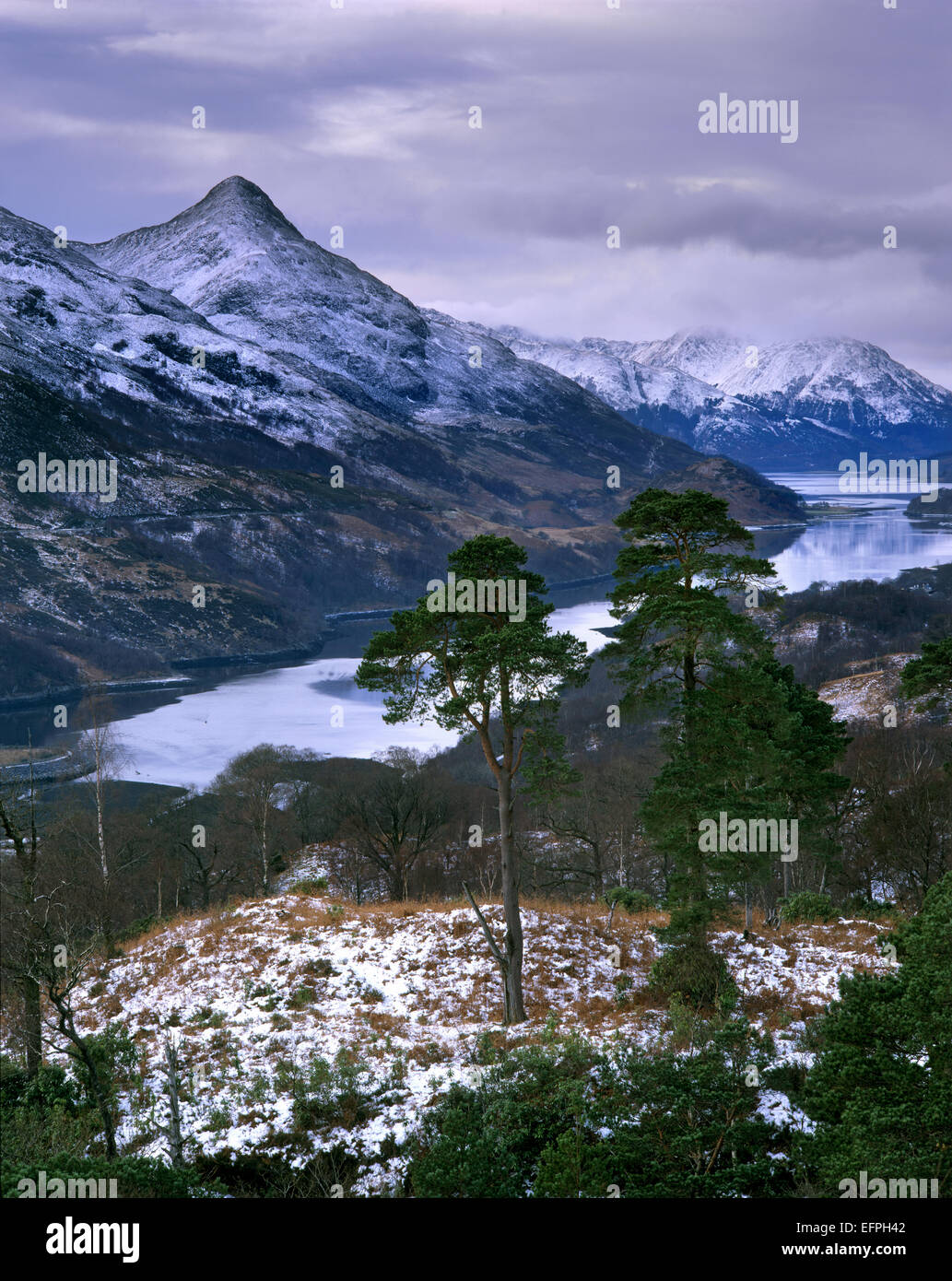 Loch Leven from slopes above Kinlochleven, Mamores, Lochaber, Scotland ...