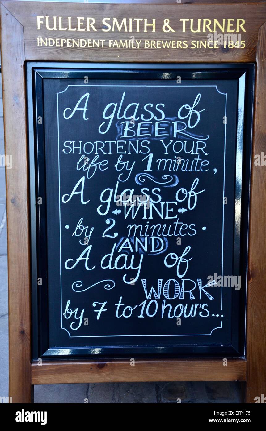 Chalkboard Sign Outside The Counting House pub in The City of London ...