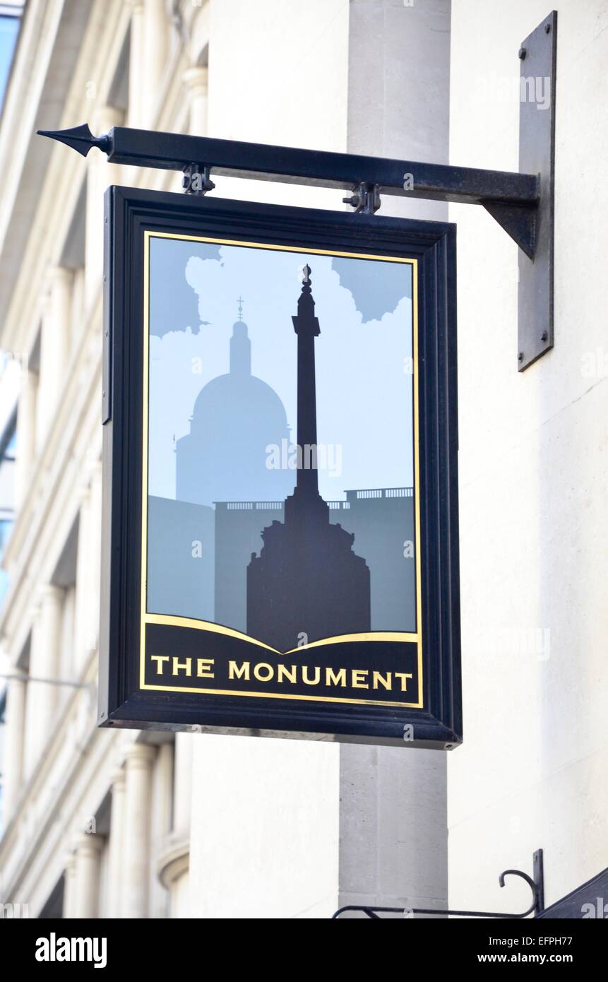 Sign for The Monument Pub, The Monument Pub next to Monument in The ...