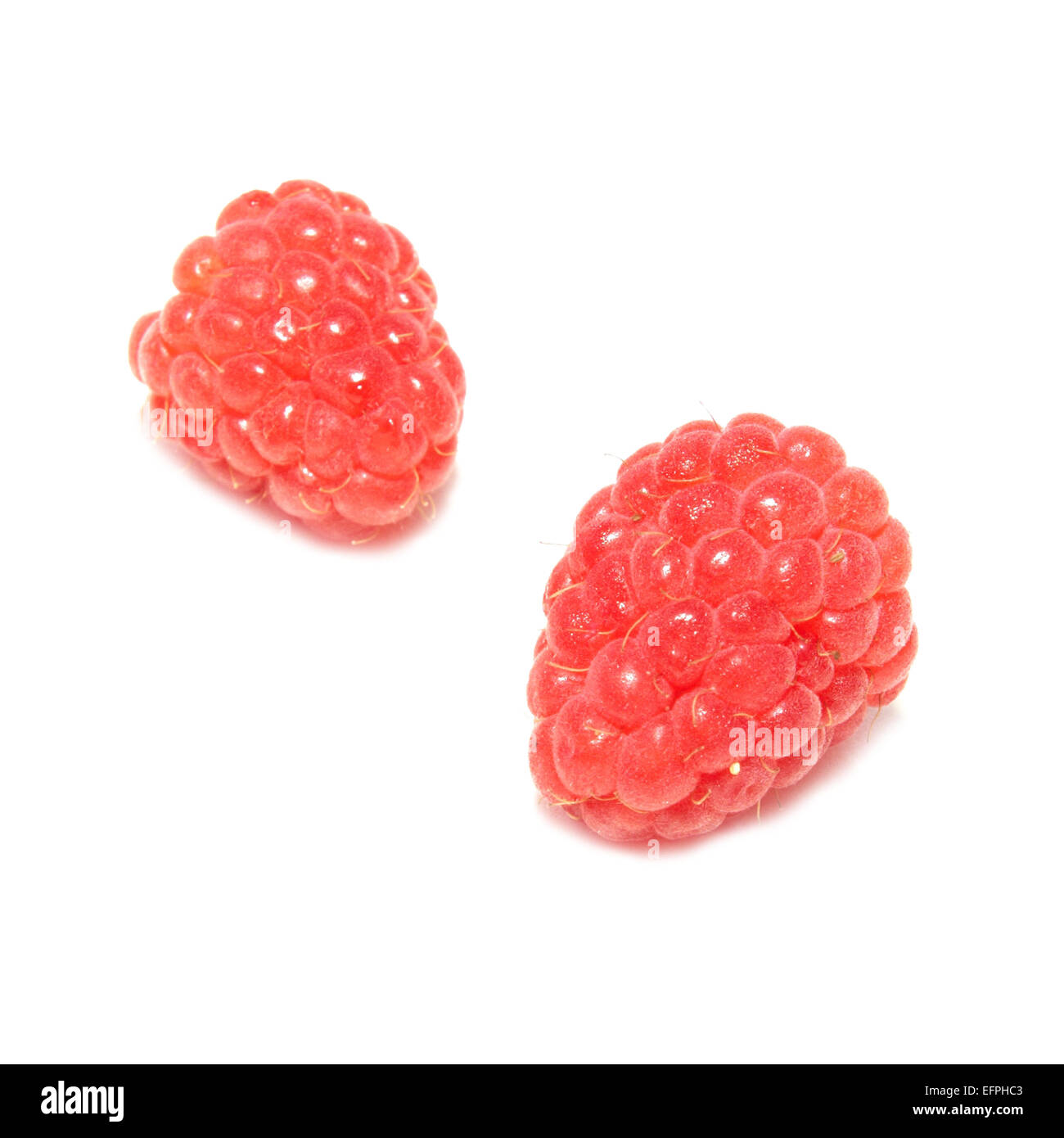 Two raspberries isolated on the white background Stock Photo - Alamy