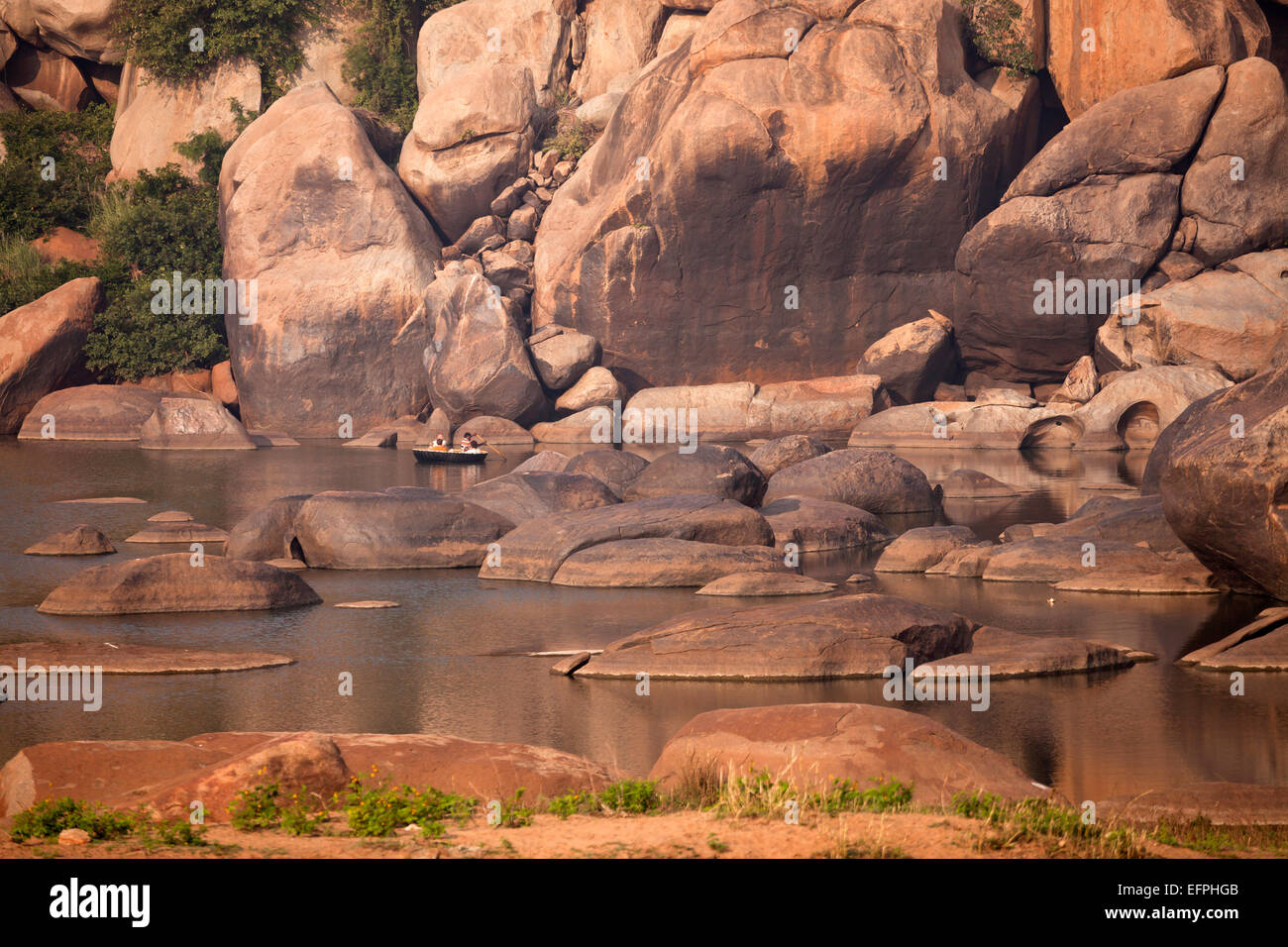 Tungabhadra river landscape in Hampi, Karnataka, India, Asia Stock ...