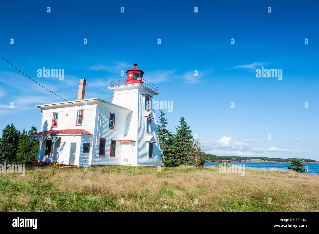 Blockhouse lighthouse in the bay of Charlottetown, Prince Edward Island ...