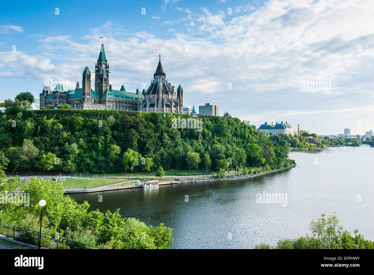 View over Ottawa with its Parliament Centre Block from Nepean Point ...