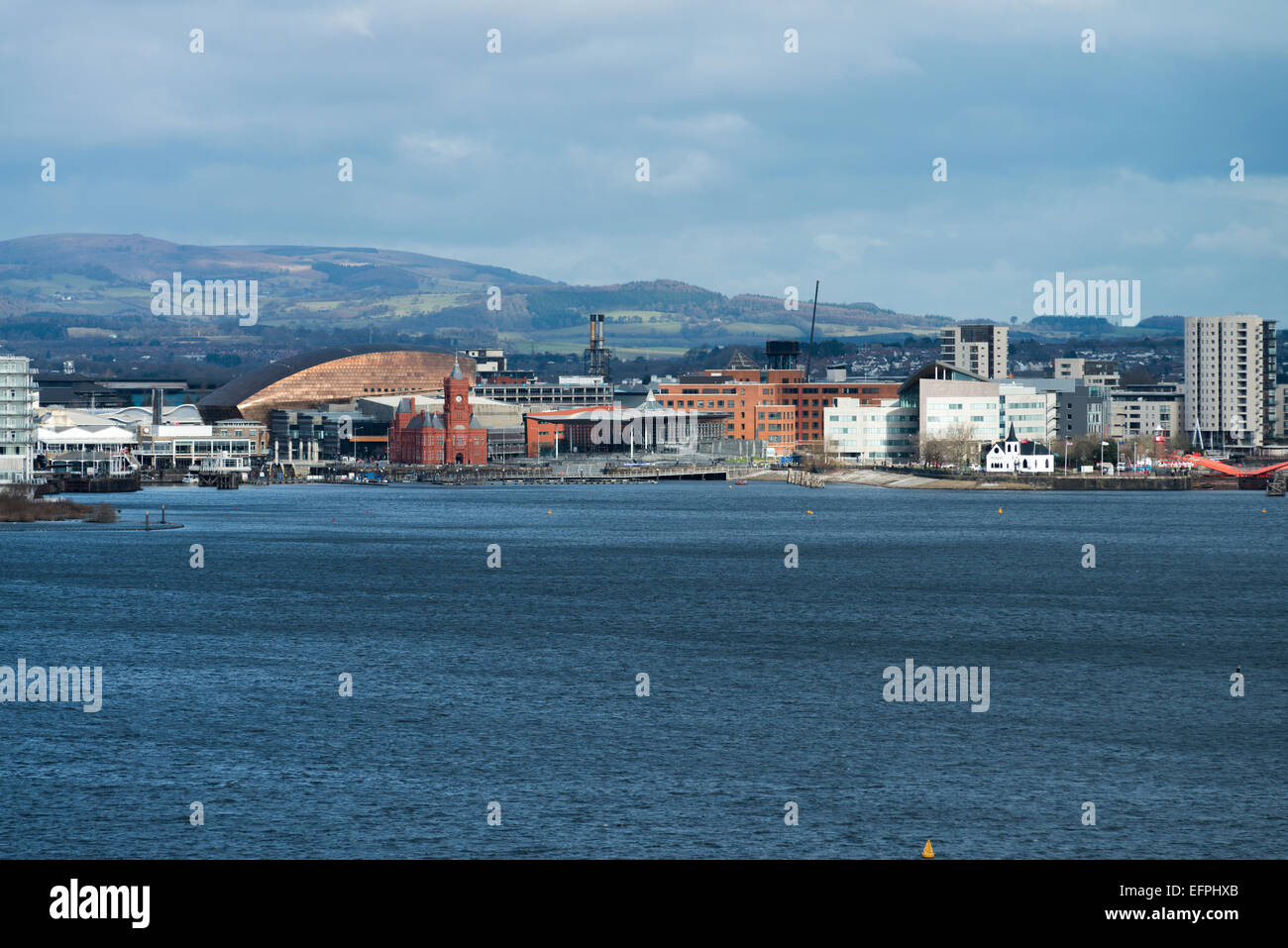 Cardiff looking North across The Bay from Penarth Head showing The ...