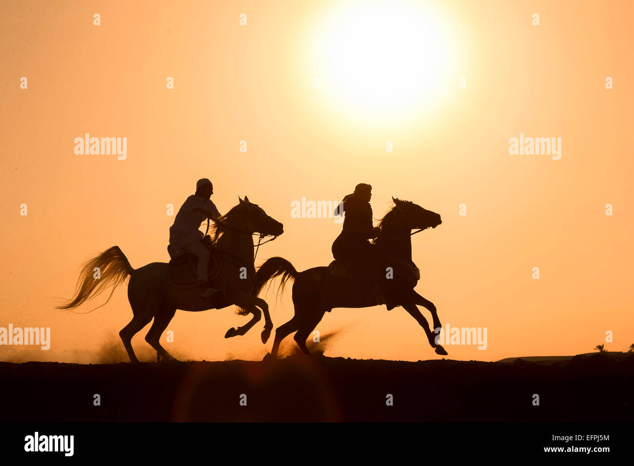 Silhouette man horse against sunset hi-res stock photography and images ...