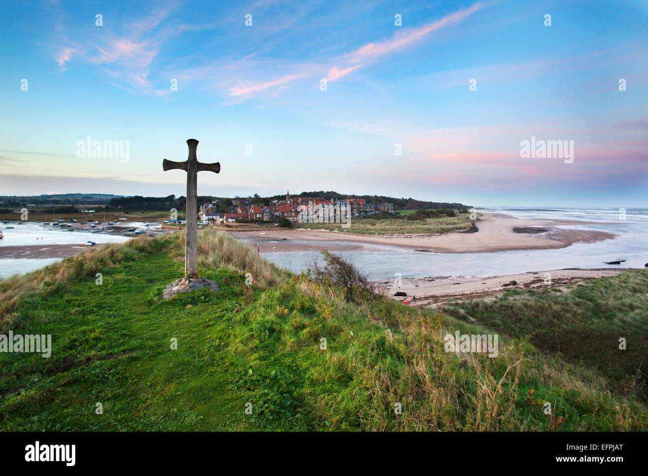 St. Cuthbert's Cross at dusk, Alnmouth, Northumberland, England, United ...
