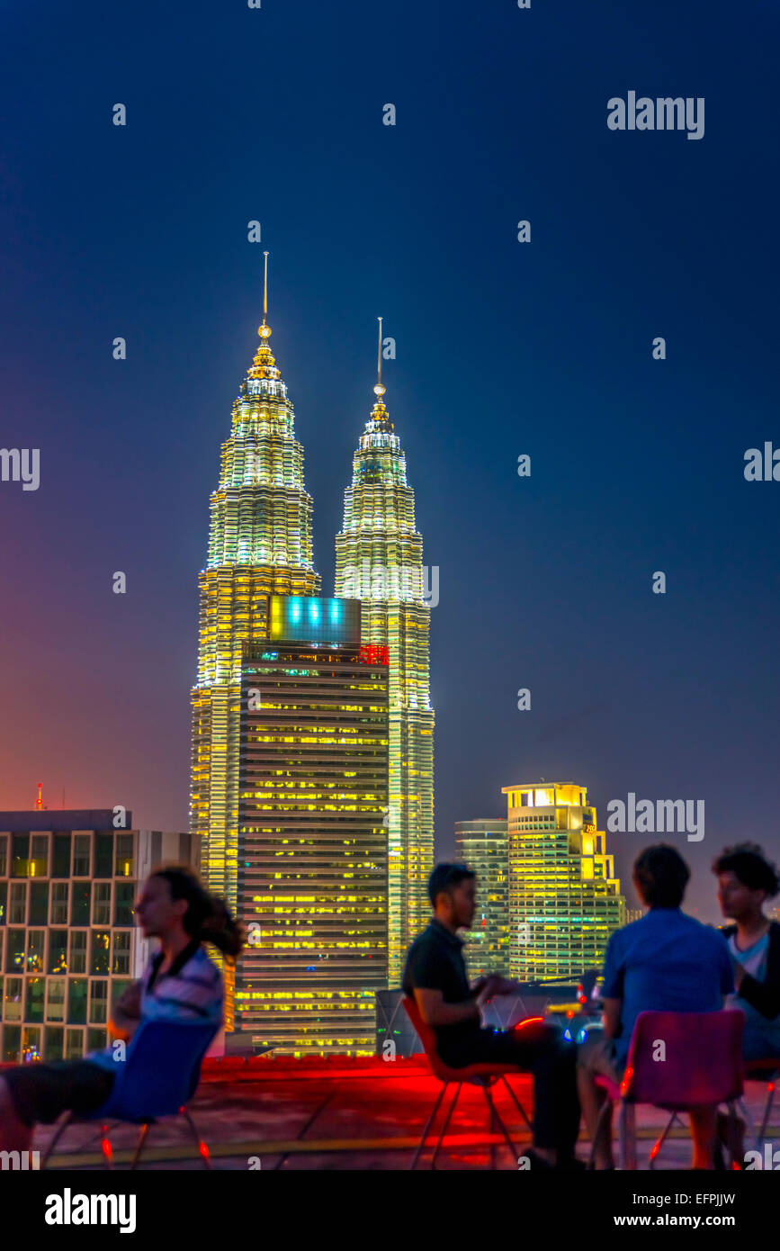 Helipad Bar and Petronas Towers, Kuala Lumpur, Malaysia, Southeast Asia ...
