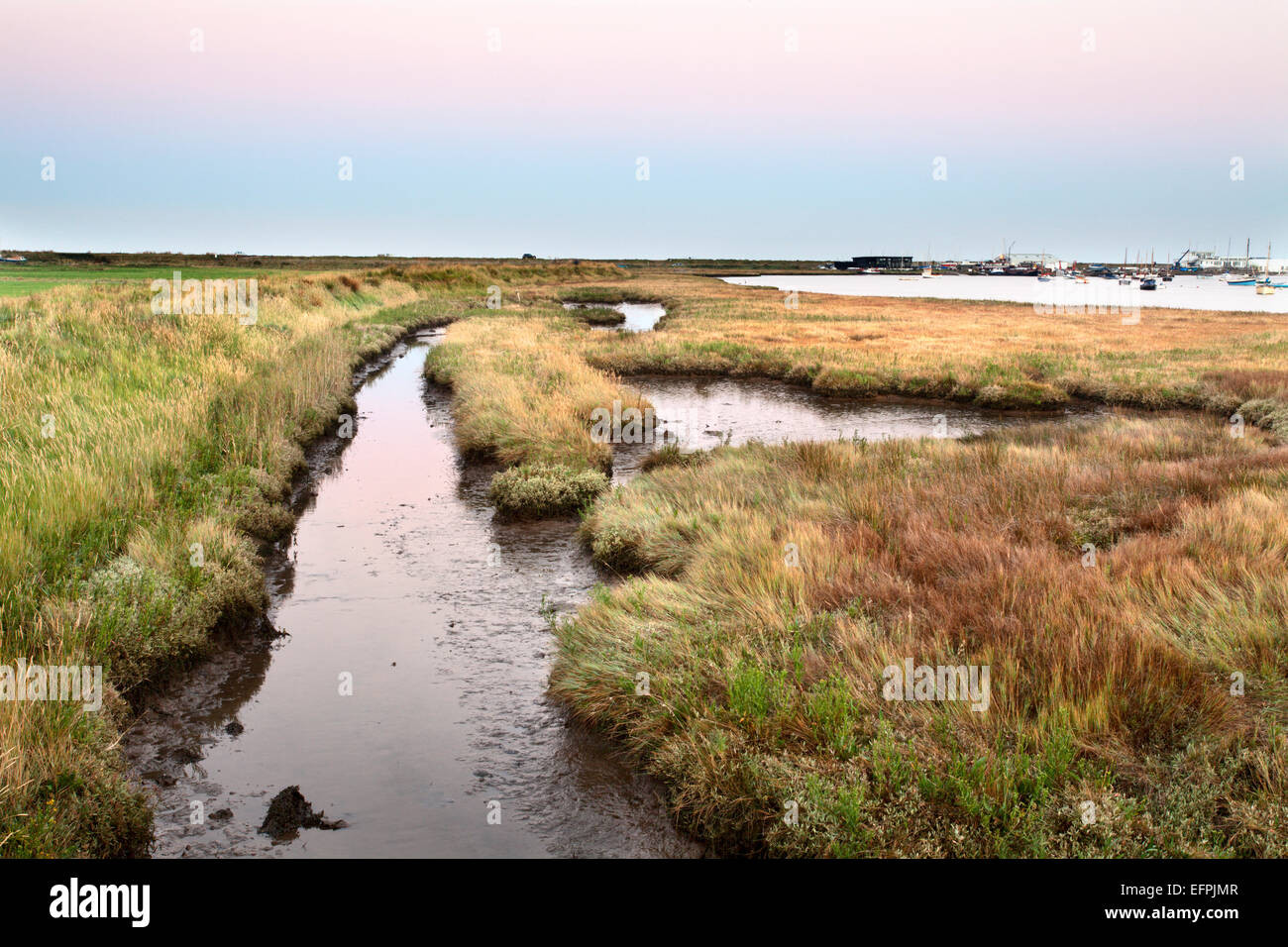 Aldeburgh Marshes and Slaughden Quay at dusk, Suffolk, England, United ...