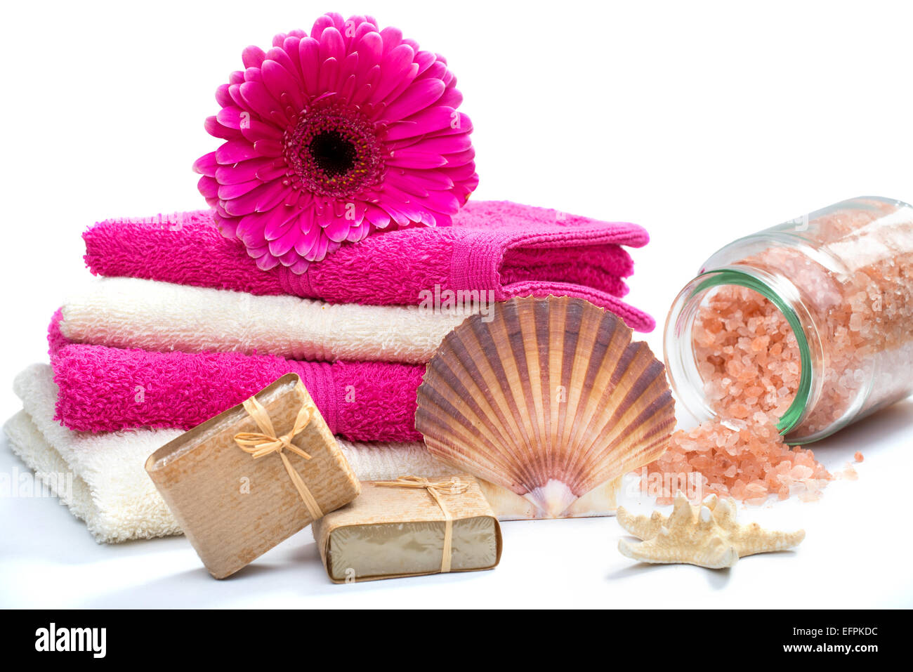 Spa bath accessories with shell Stock Photo - Alamy