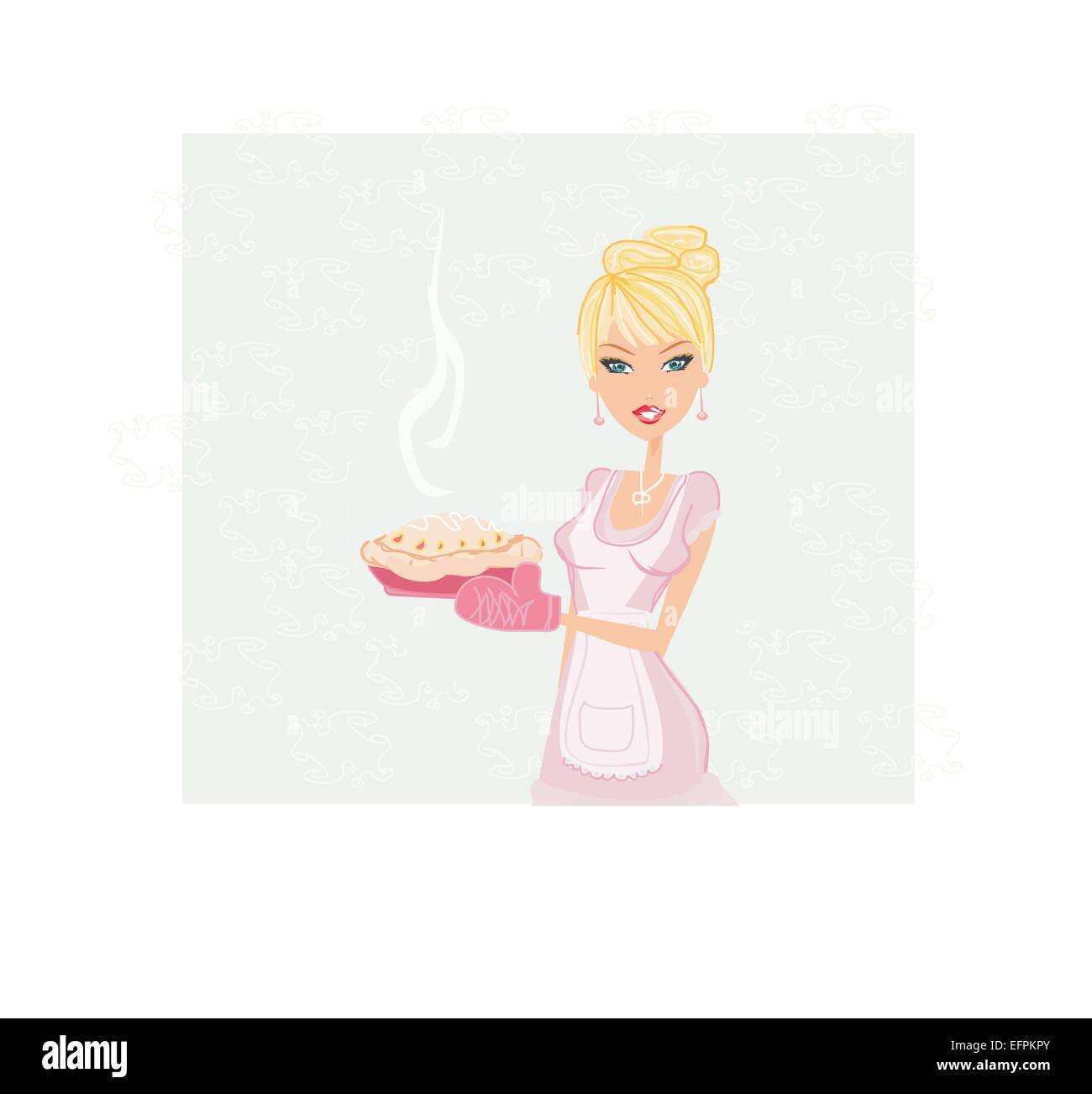 Beautiful lady cooking cake Stock Vector Image & Art - Alamy