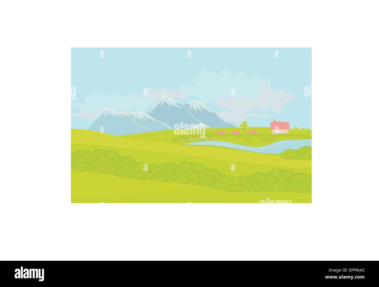 Spring rural landscape Stock Vector Image & Art - Alamy