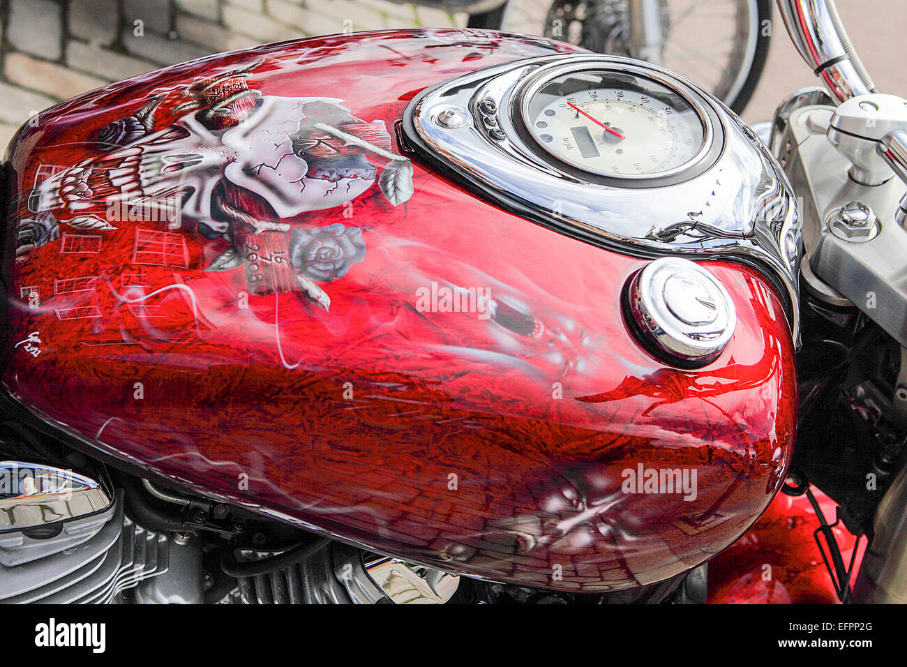 Graphically detailed Yamaha motor tricycle, seen here whilst on a rally ...