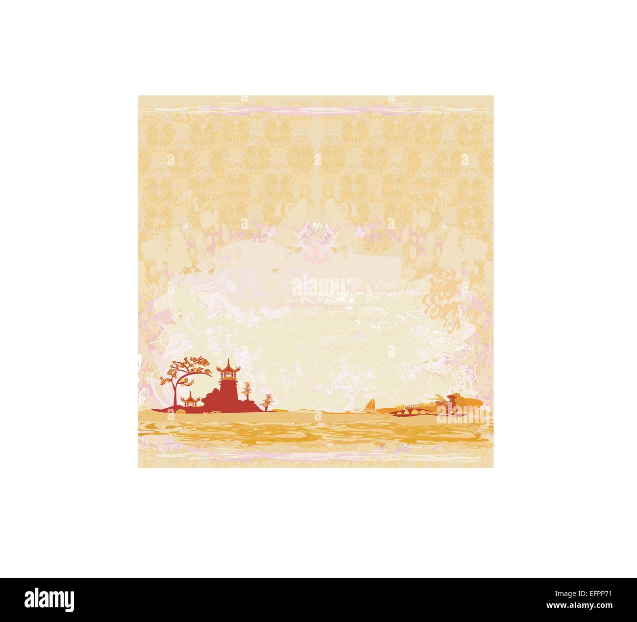 Old paper with asian landscape Stock Vector Images - Alamy