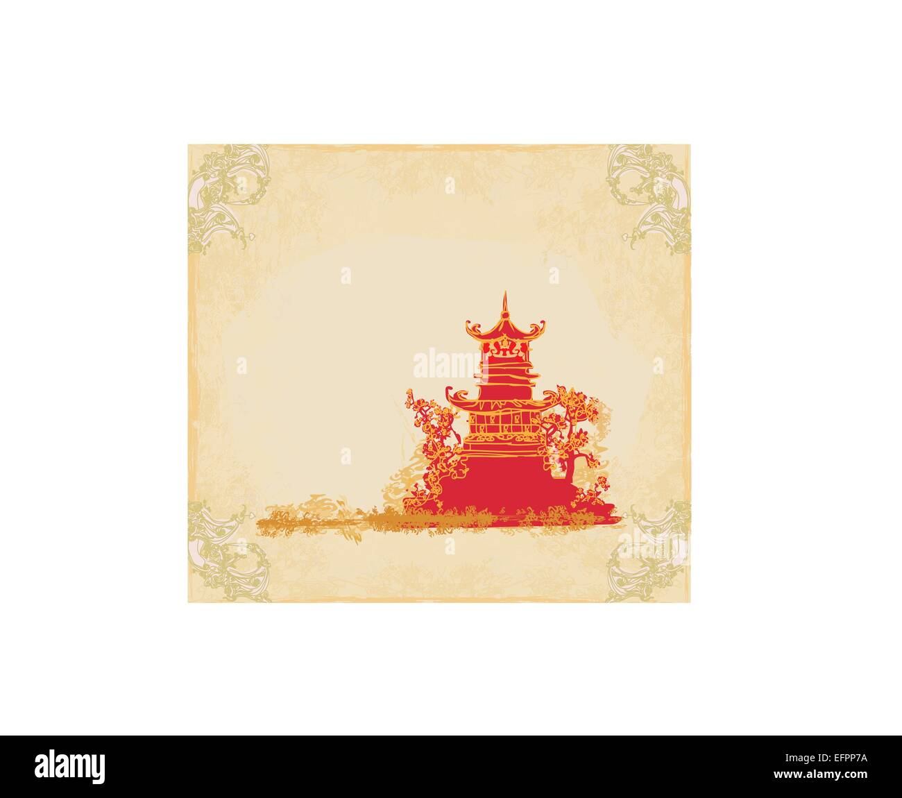 Old paper japanese temple on Cut Out Stock Images & Pictures - Alamy