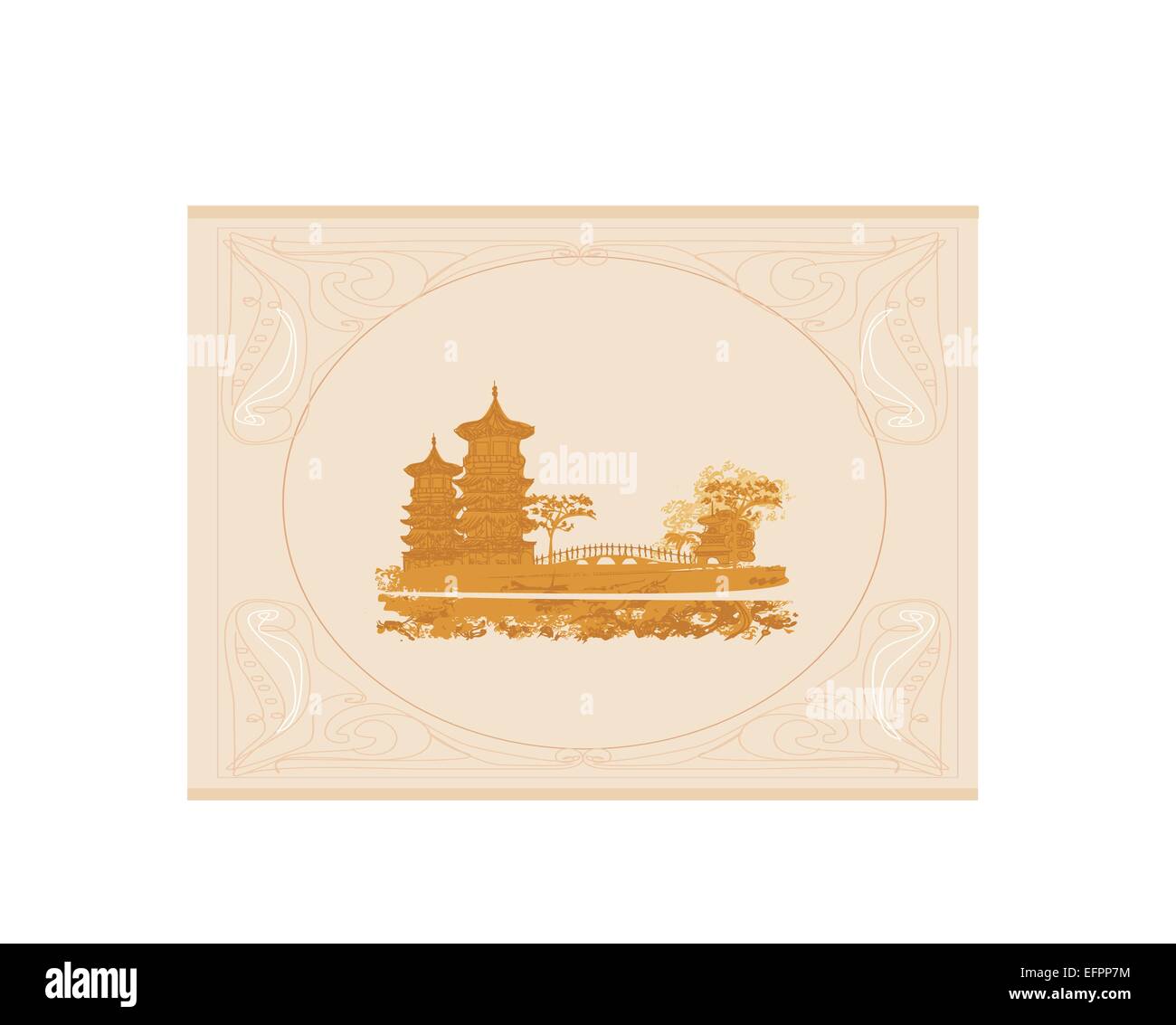 Old paper japanese temple on Cut Out Stock Images & Pictures - Alamy