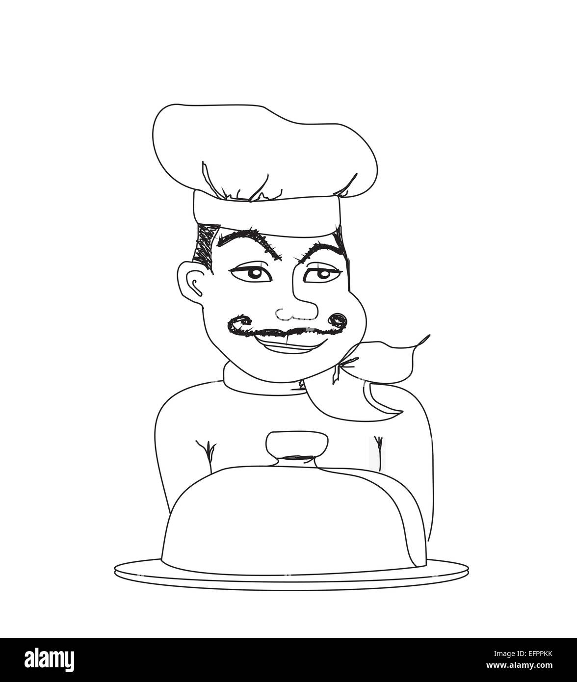 Chef Cook Doodle Illustration Black and White Stock Photos & Images - Alamy