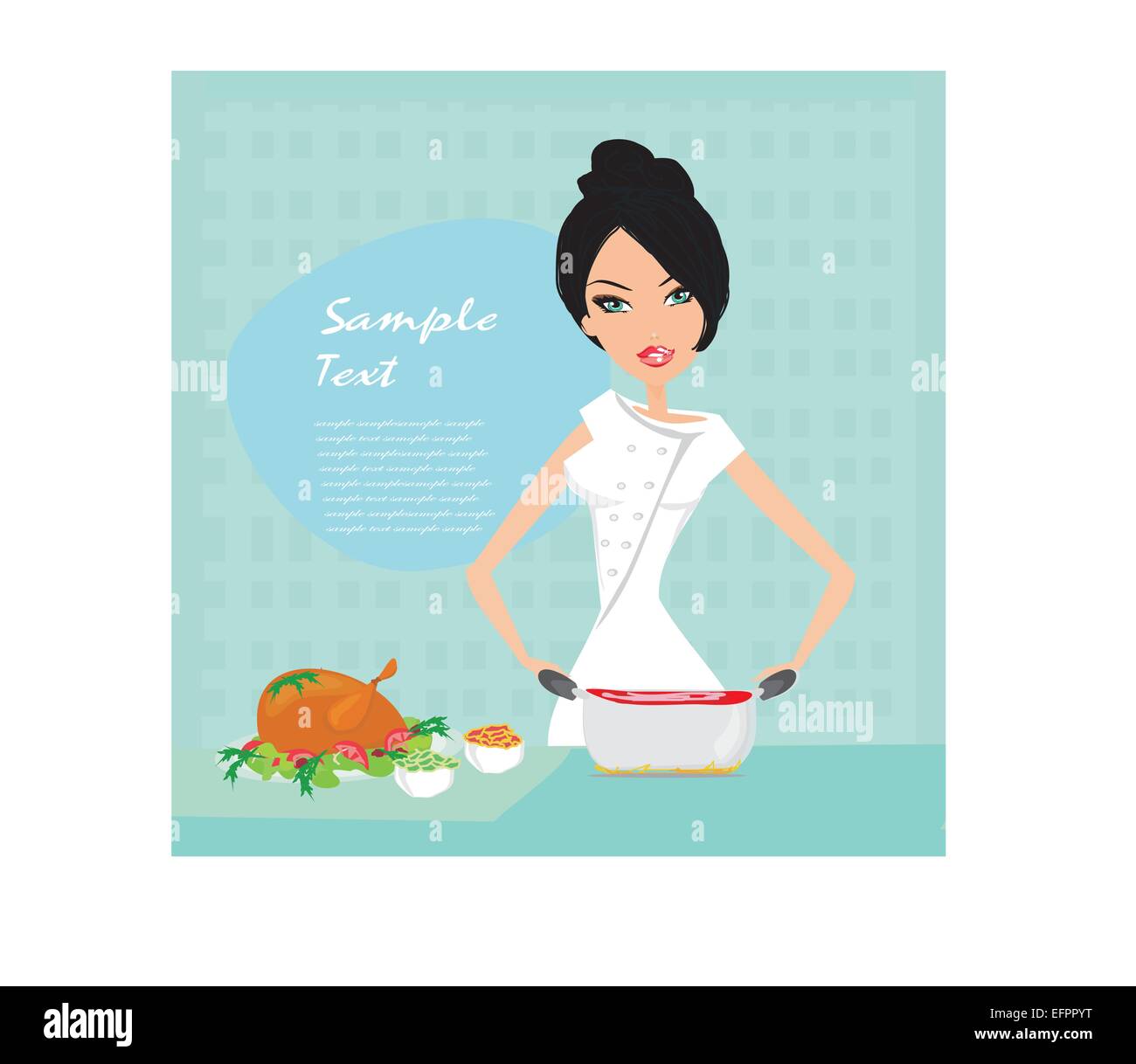 Beautiful lady cooking lunch Stock Vector Image & Art - Alamy