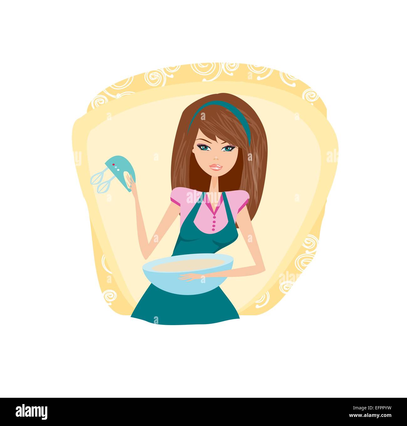 Beautiful lady cooking cake Stock Vector Image & Art - Alamy