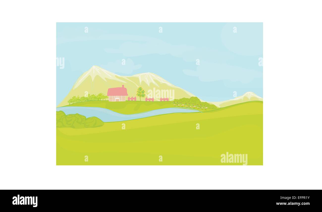 Spring rural landscape Stock Vector Image & Art - Alamy