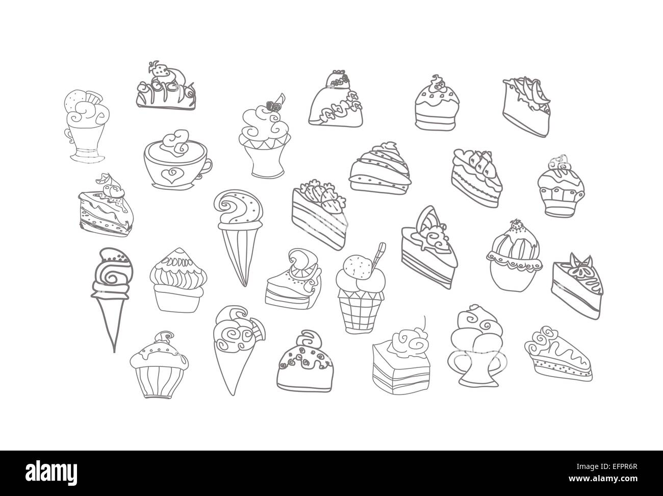 sweet dessert background, doodle set Stock Vector Image & Art - Alamy