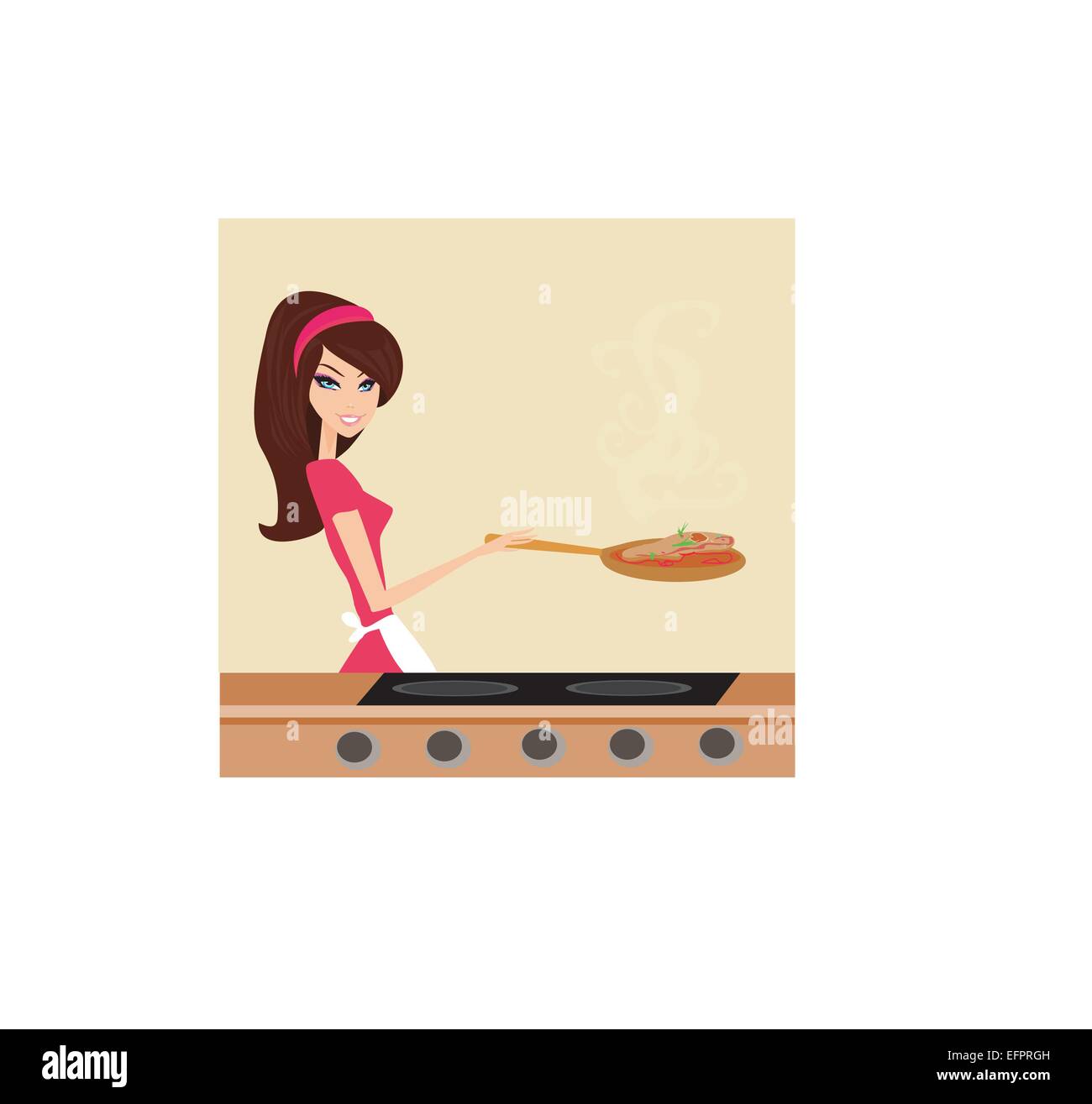 Cooking dough on pan Stock Vector Images - Alamy