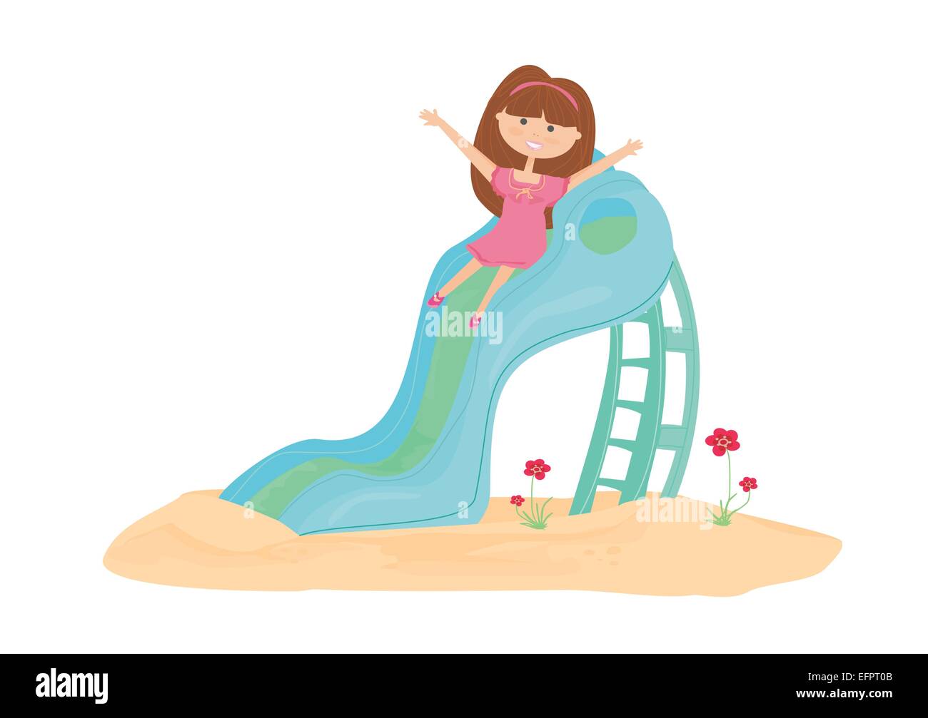 Child girl slide laughing Stock Vector Images - Alamy