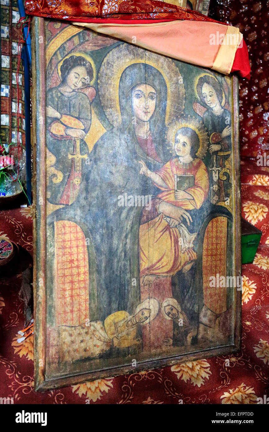 Debre Berhan Selassie church, fresco, Gonder, Amhara region, Ethiopia ...