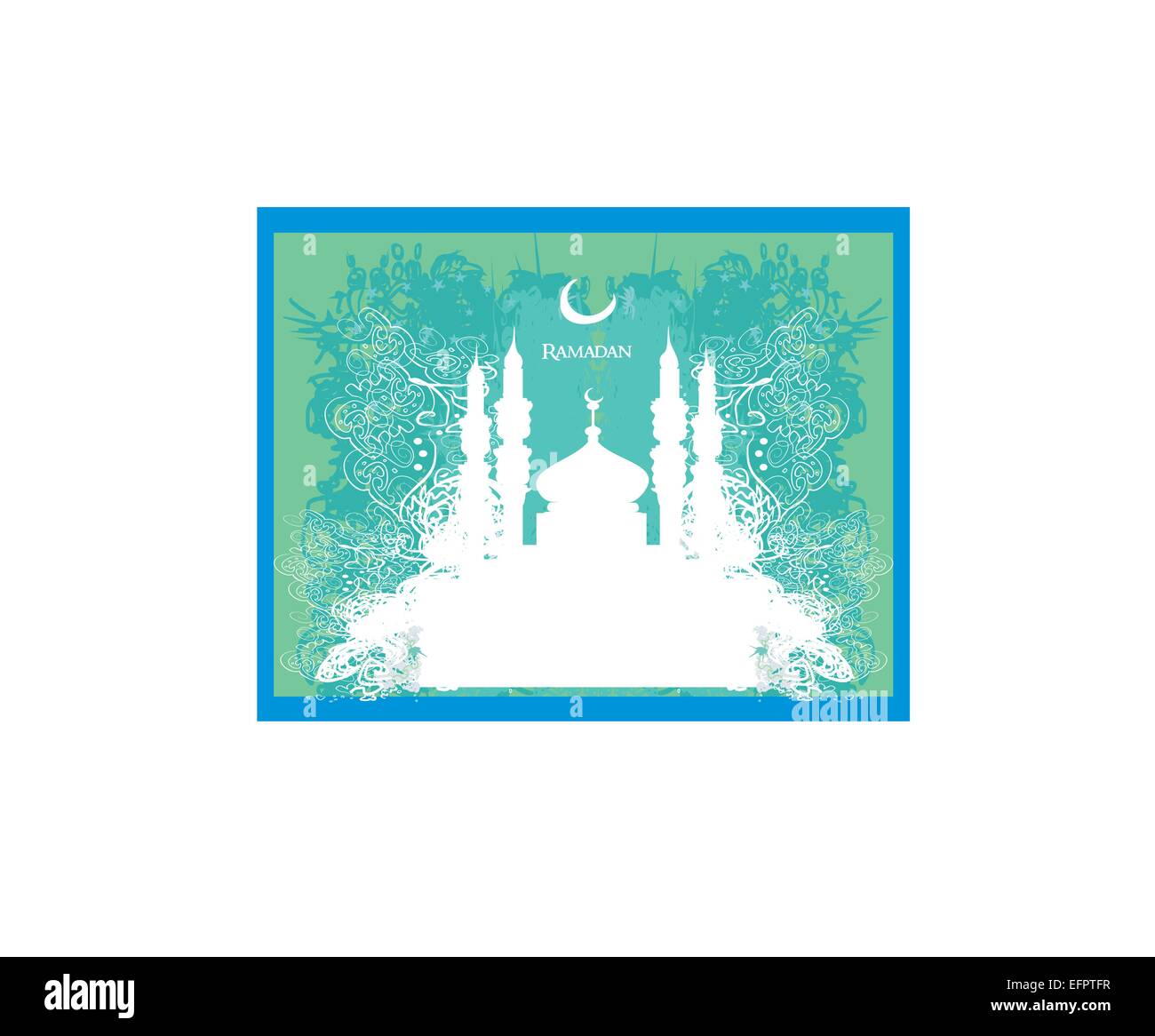 Ramadan background - mosque silhouette vector card Stock Vector Image ...