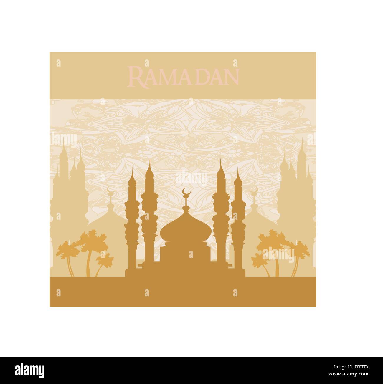 Ramadan background - mosque silhouette vector card Stock Vector Image ...