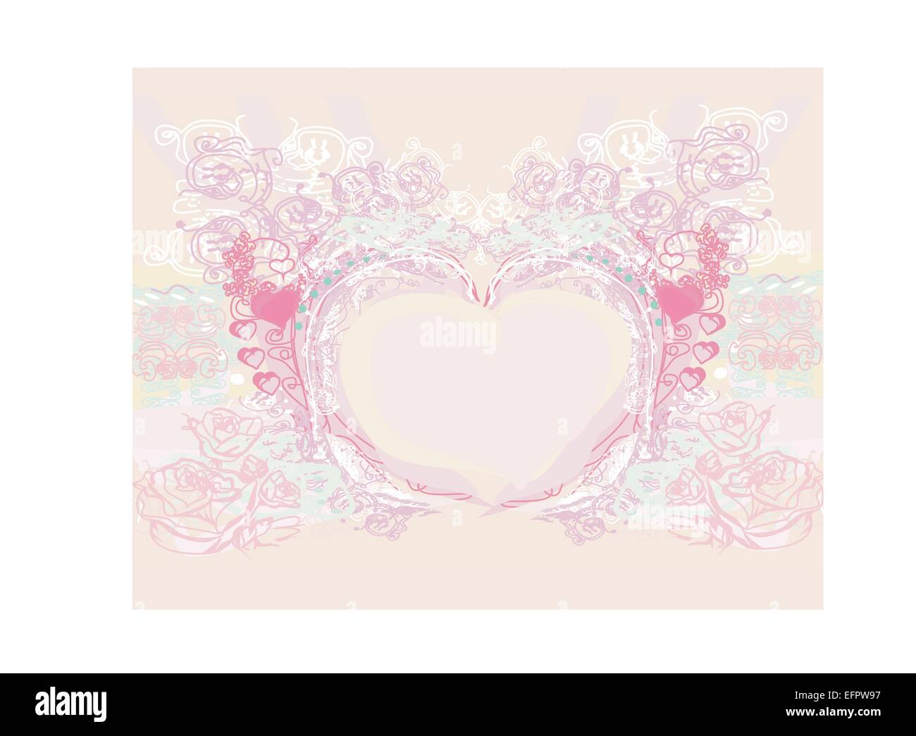 abstract floral heart frame invitation card Stock Vector Image & Art ...