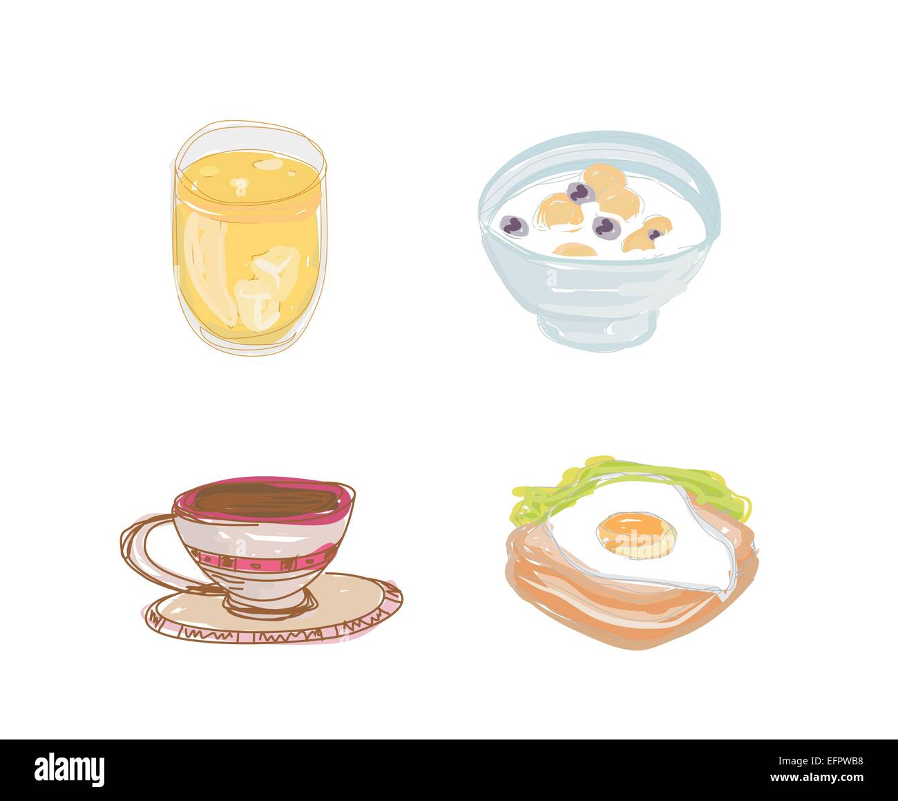 Coffee breakfast bowl yogurt Stock Vector Images - Alamy