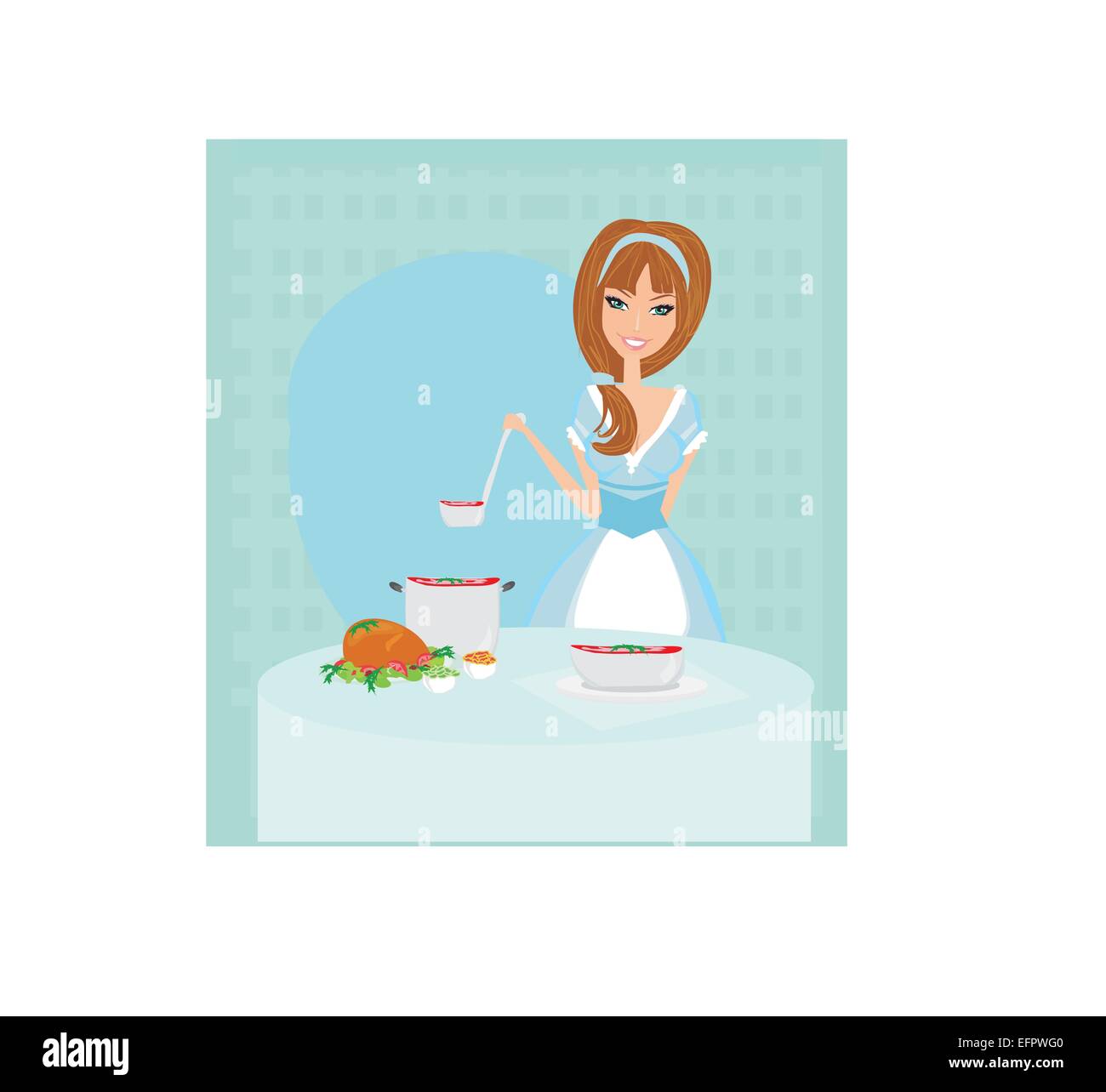 Beautiful lady cooking lunch Stock Vector Image & Art - Alamy