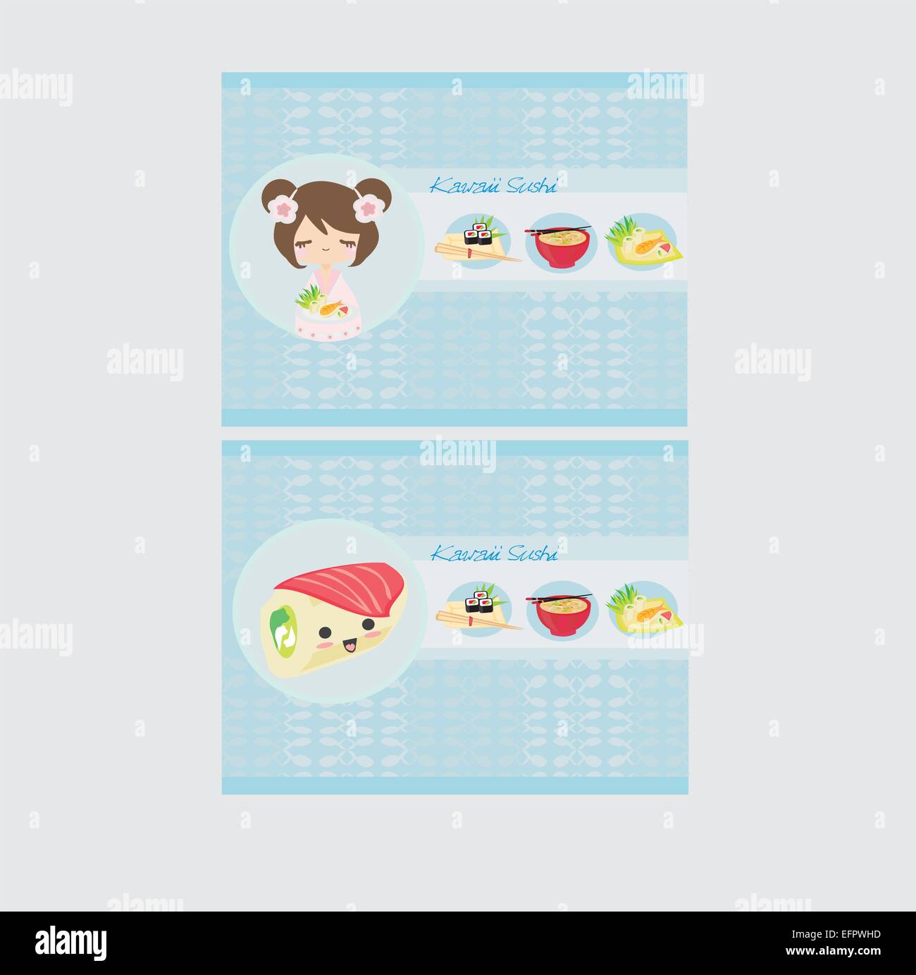 cute sushi cartoon illustration - vector card Stock Vector Image & Art ...
