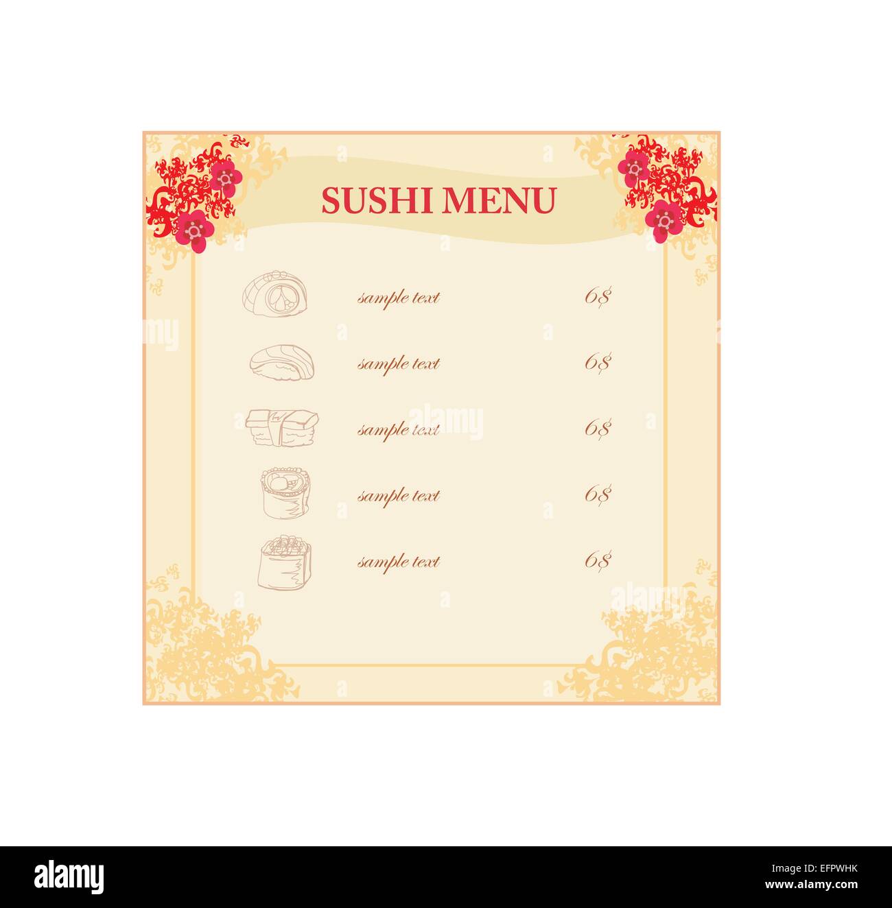 template of traditional Japanese food menu Stock Vector Image & Art - Alamy
