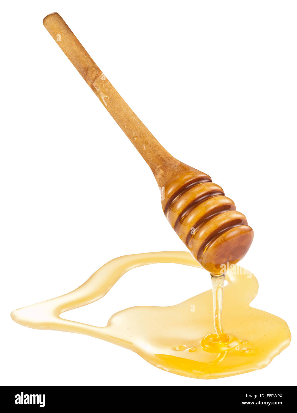 Honey flowing from wooden stick. Clipping paths Stock Photo - Alamy