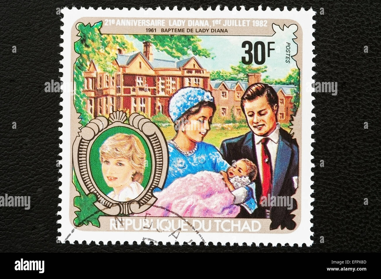 Republic of Chad issued postal stamps for the 21st anniversary of Lady ...