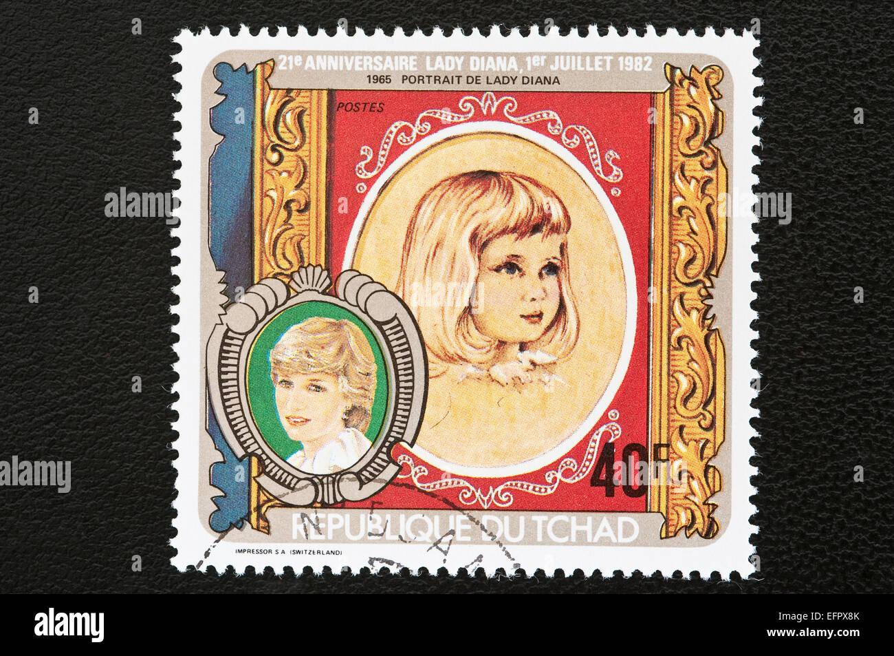 Republic of Chad issued postal stamps for the 21st anniversary of Lady ...