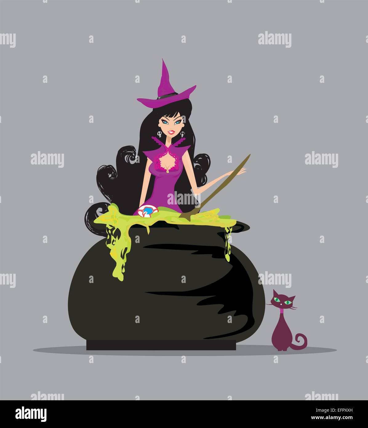 Halloween witch preparing potion Stock Vector Image & Art - Alamy