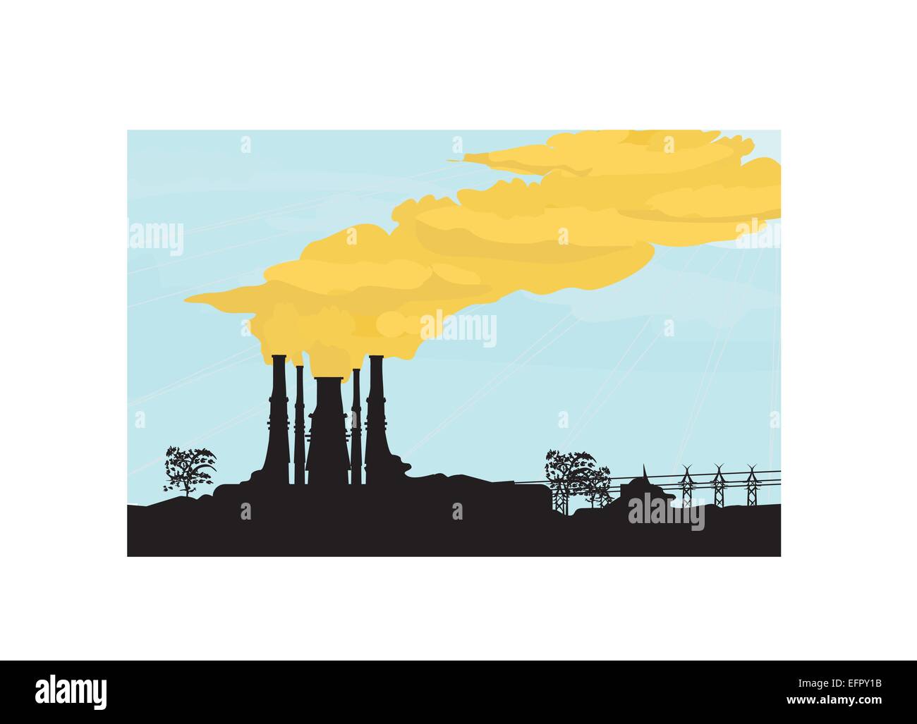 Thick smoke coming out of factory chimney Stock Vector Image & Art - Alamy