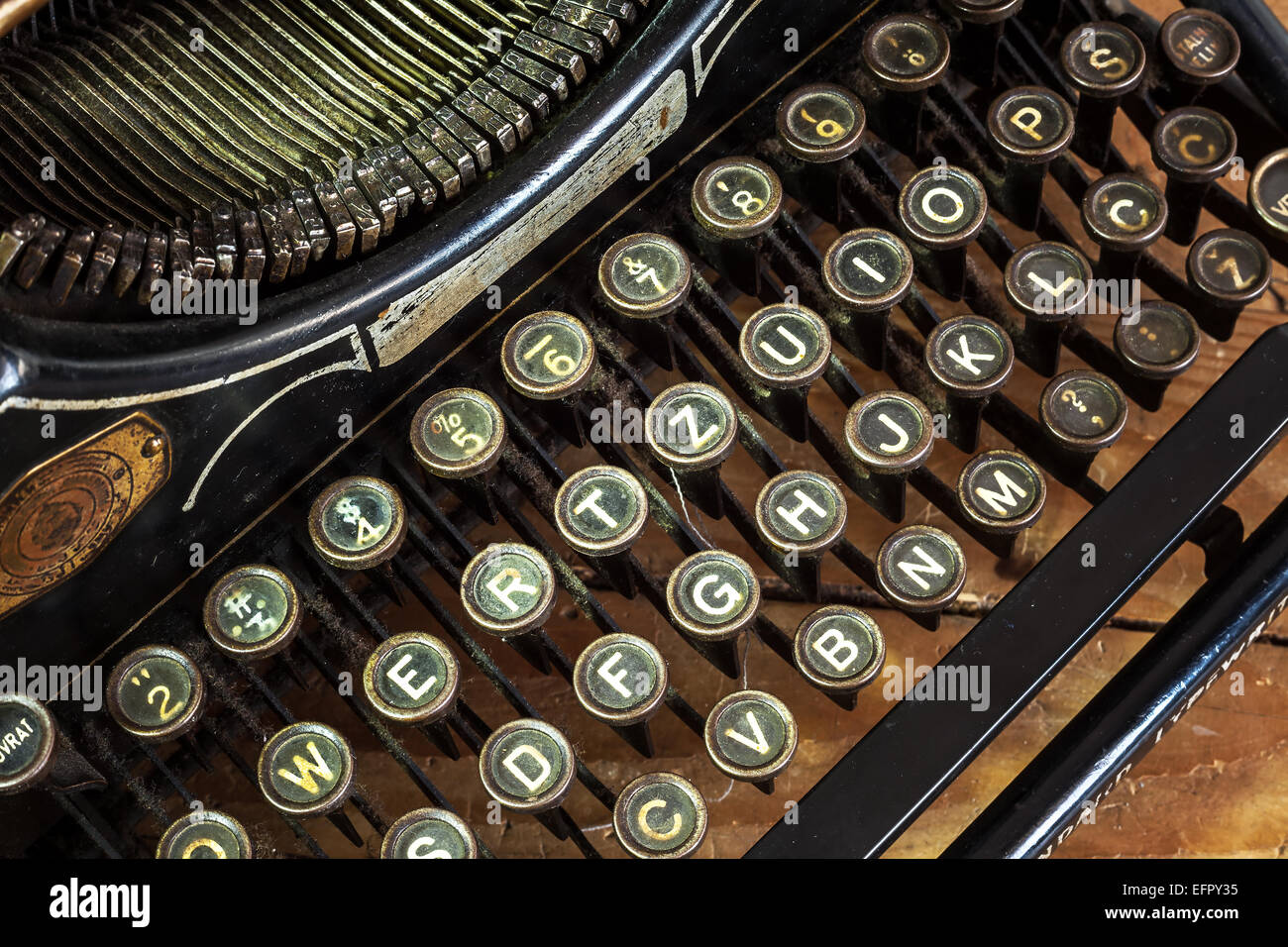 Details of an old retro typewriter, vintage style, dusty surfaces Stock ...